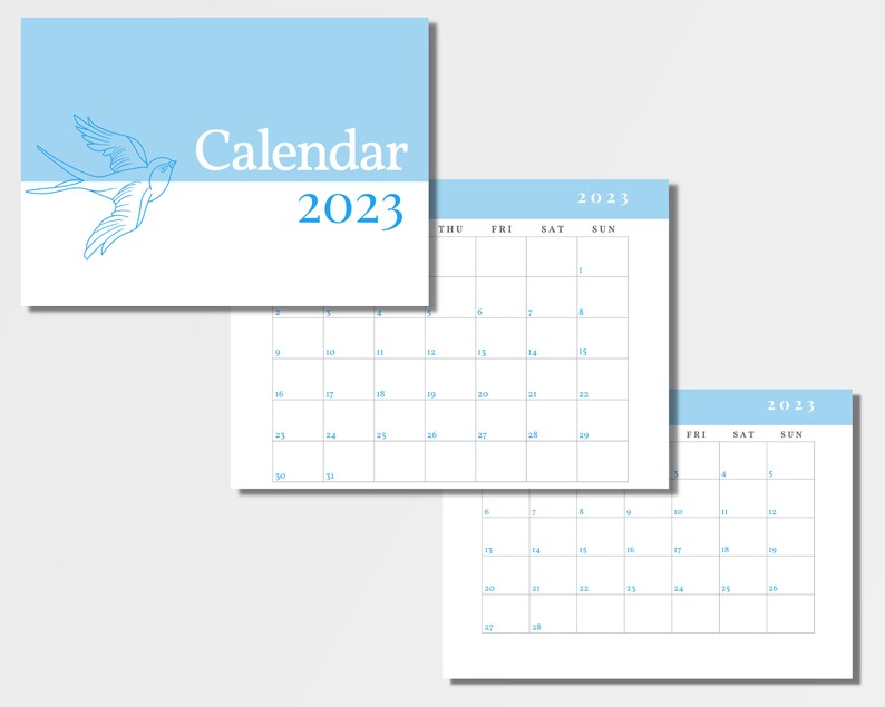Printable 2023 Calendar Monthly Instant Digital Download, PDF Monday ...