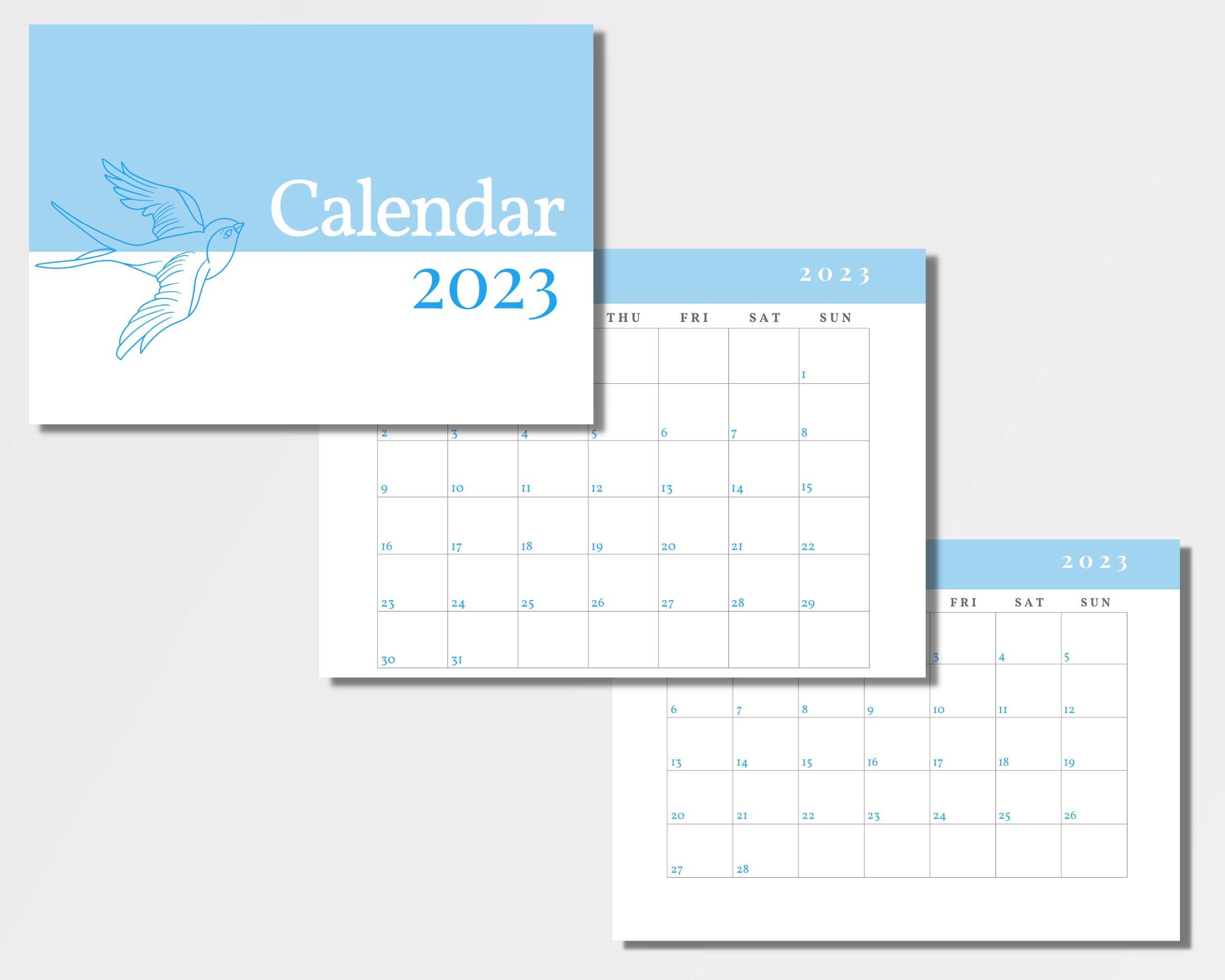 Printable 2023 Calendar Monthly Instant Digital Download, PDF Monday ...