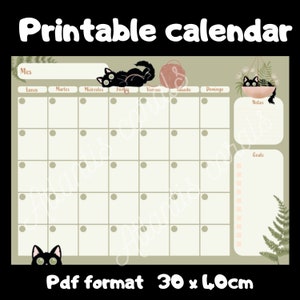 Adorable Cats Calendar Printable Calendar Undated Calendar Cute Blank ...