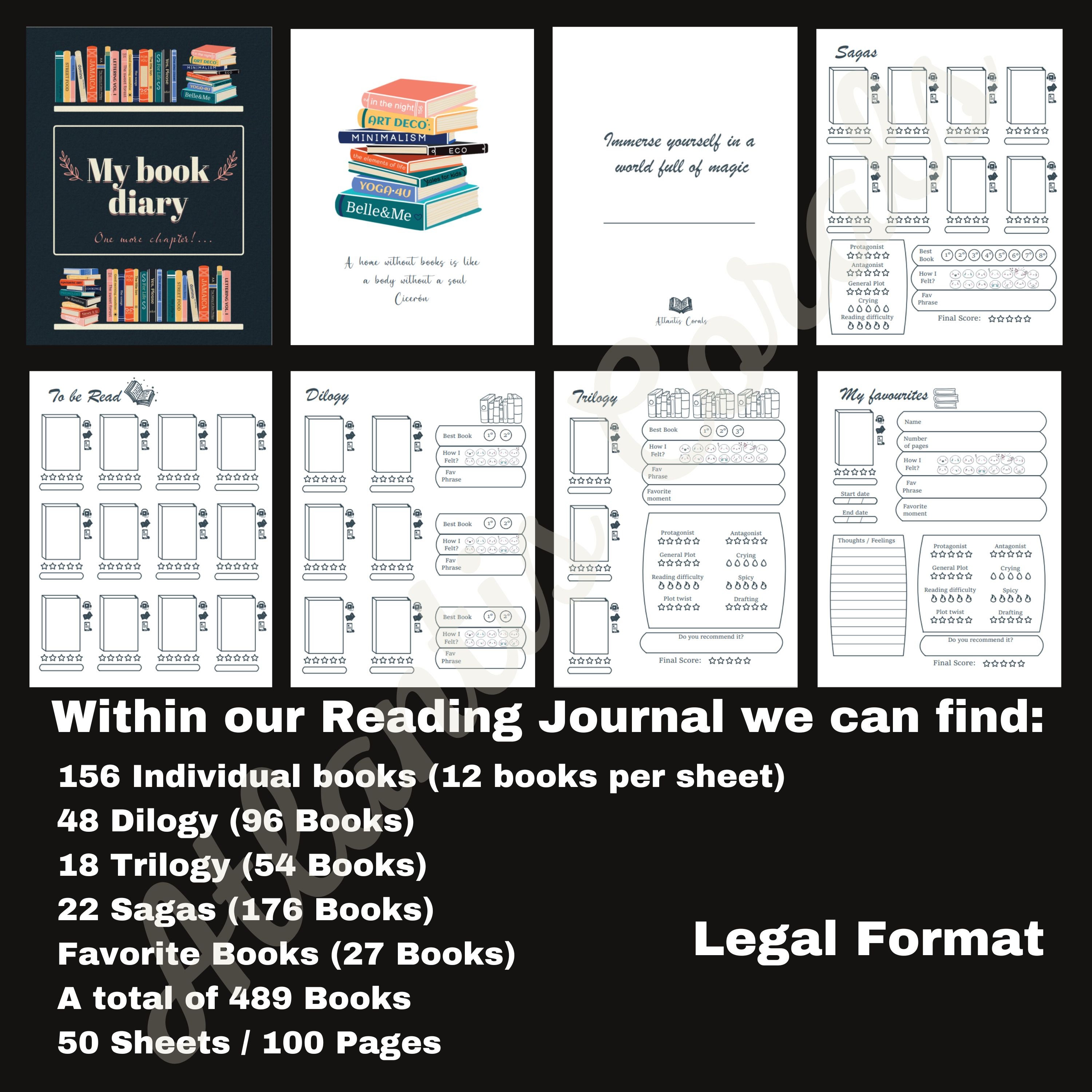 Reading Journal Portrait Reading Planner Book Review Reading Planner ...
