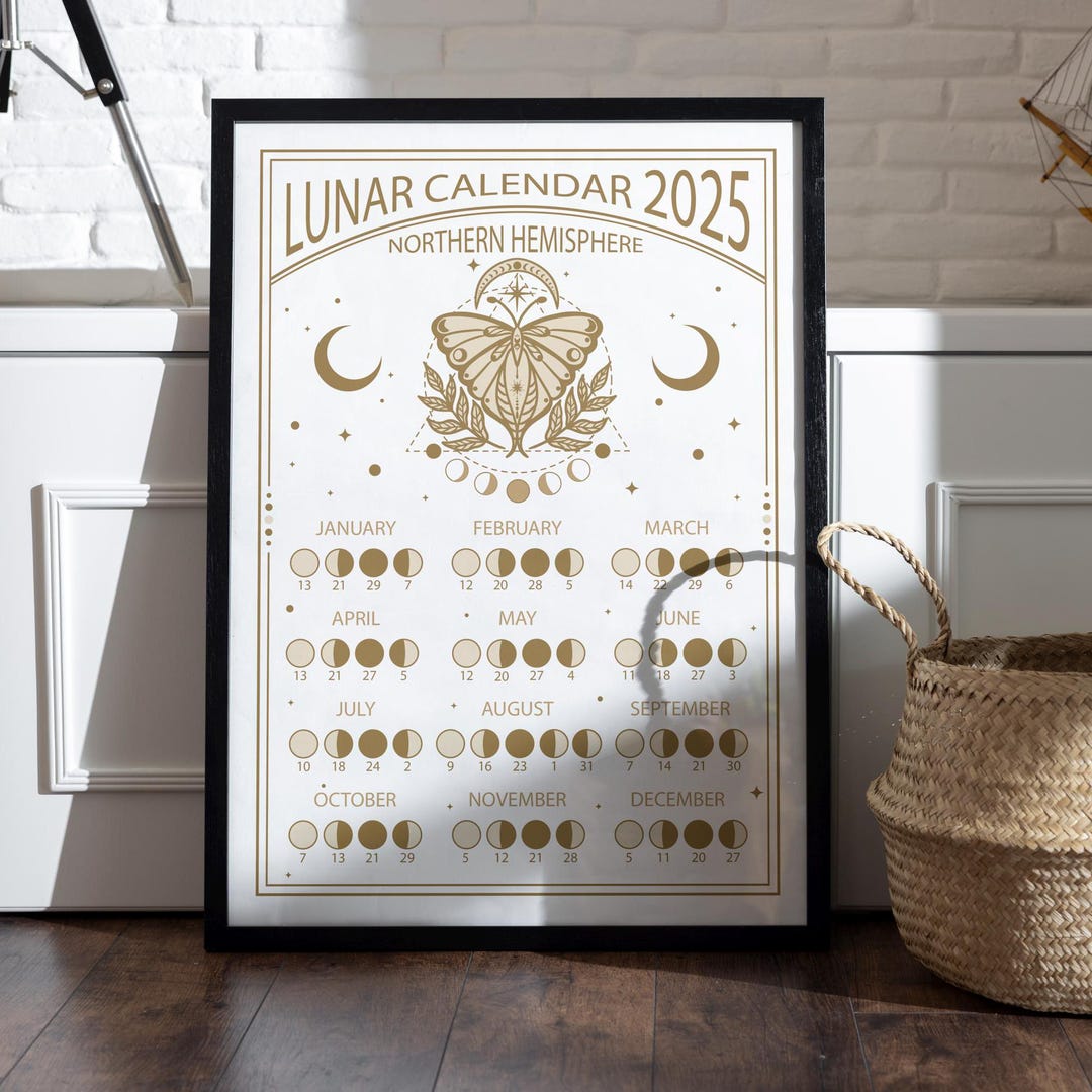 2025 Lunar Calendar - Northern Hemisphere Moon Phases (digital Download ...