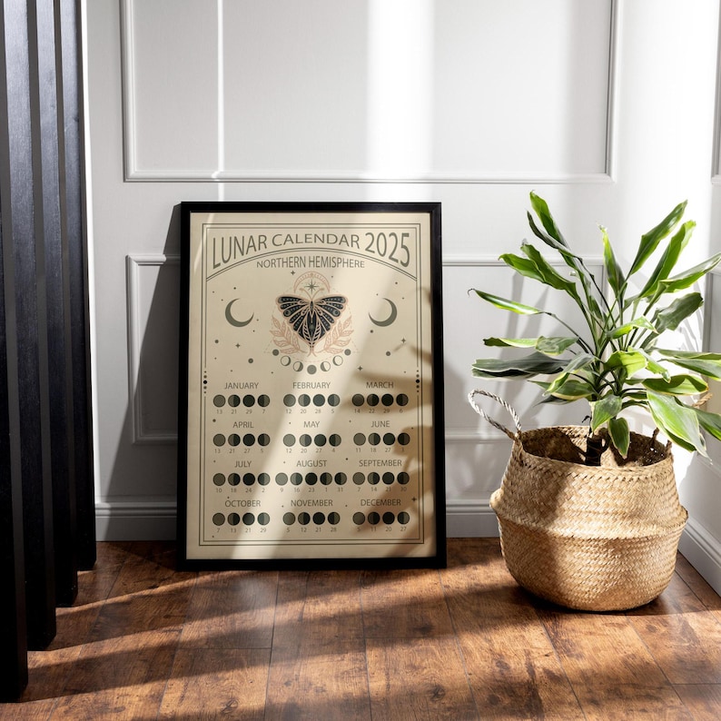 Moon Calendar Printable 2025 Northern Hemisphere Lunar Calendar ...