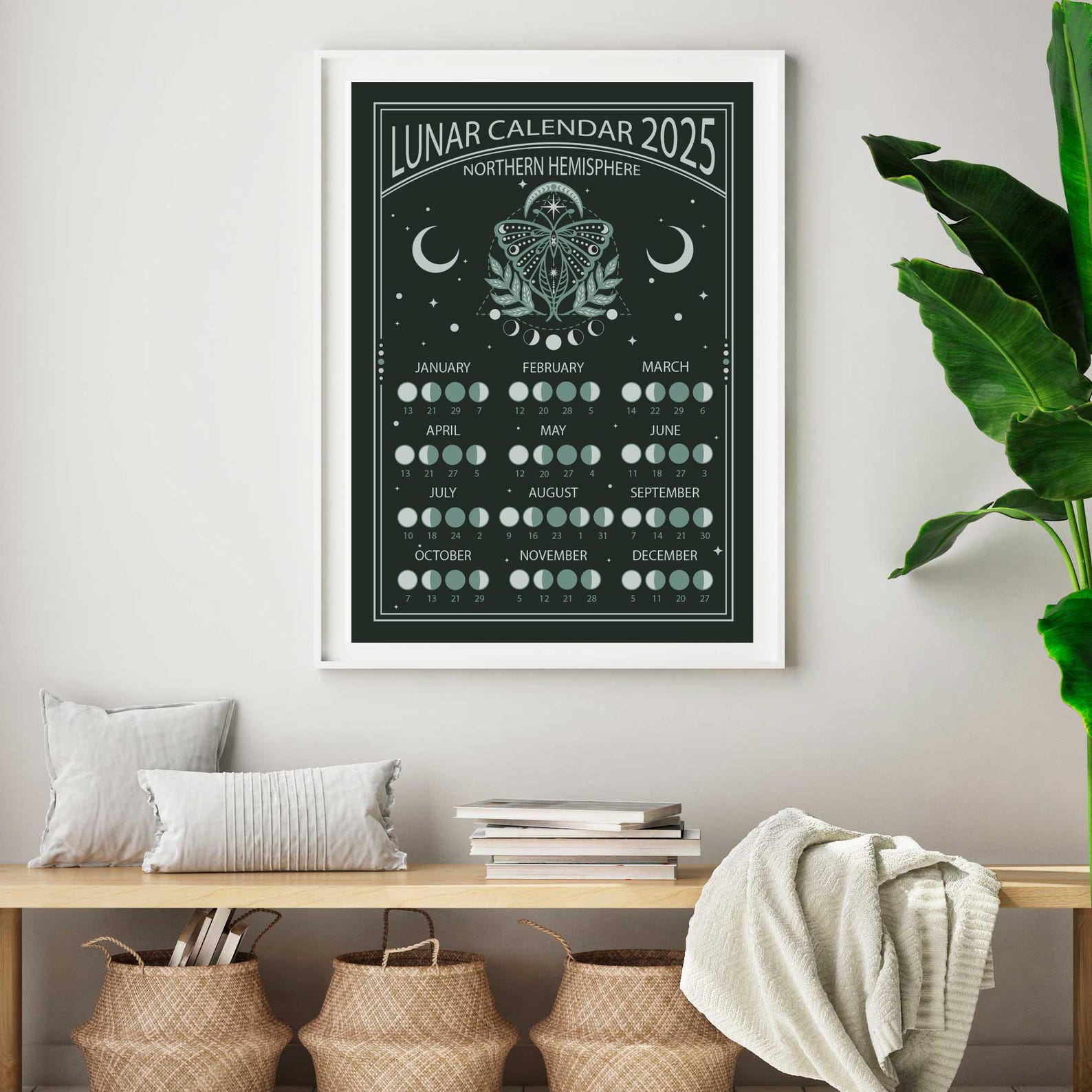 2025 Lunar Calendar - Moon Phases - Northern Hemisphere (digital ...