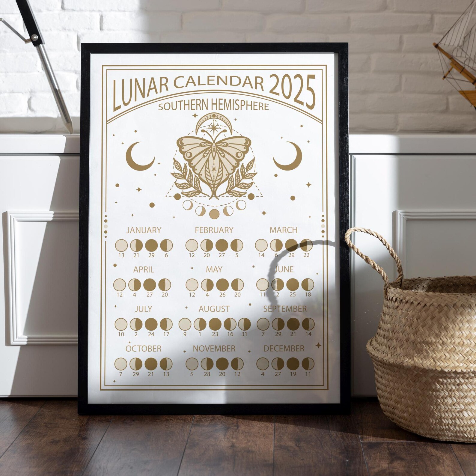 Lunar Calendar 2025 Southern Hemisphere Lunar Phases Calendar Printable ...