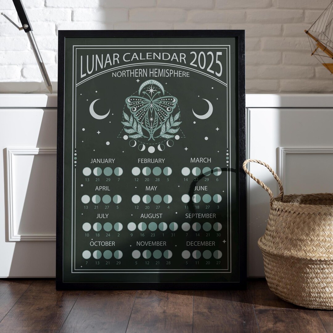 2025 Lunar Calendar - Moon Phases - Northern Hemisphere (digital ...