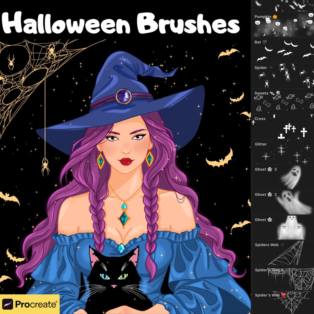Halloween Brushes Procreate Ghost Procreate Spooky Brush Set Cute ...