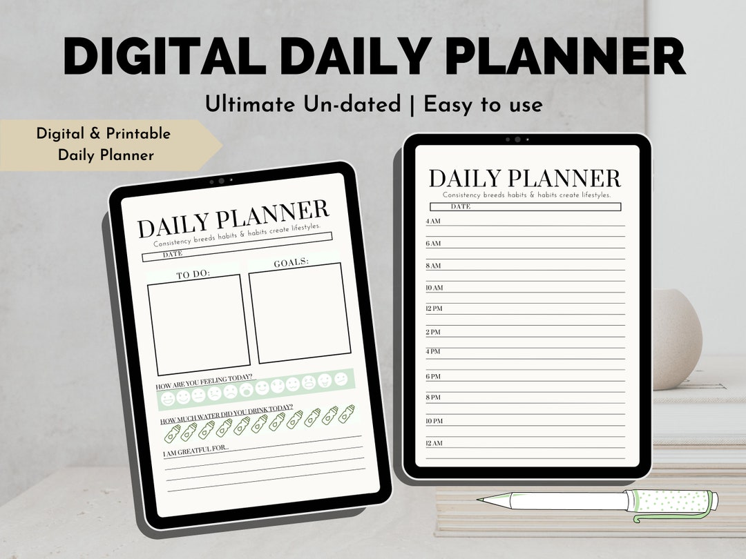Daily Planner, Digital Daily Planner, Digital Hourly Planner, Printable ...