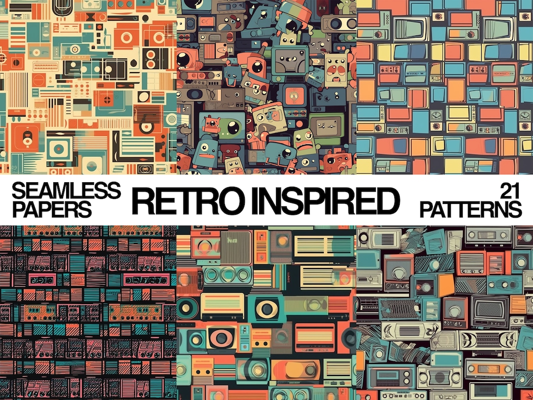 RETRO, Retro Cartoon Seamless Pattern, Vintage Design Retro Background ...