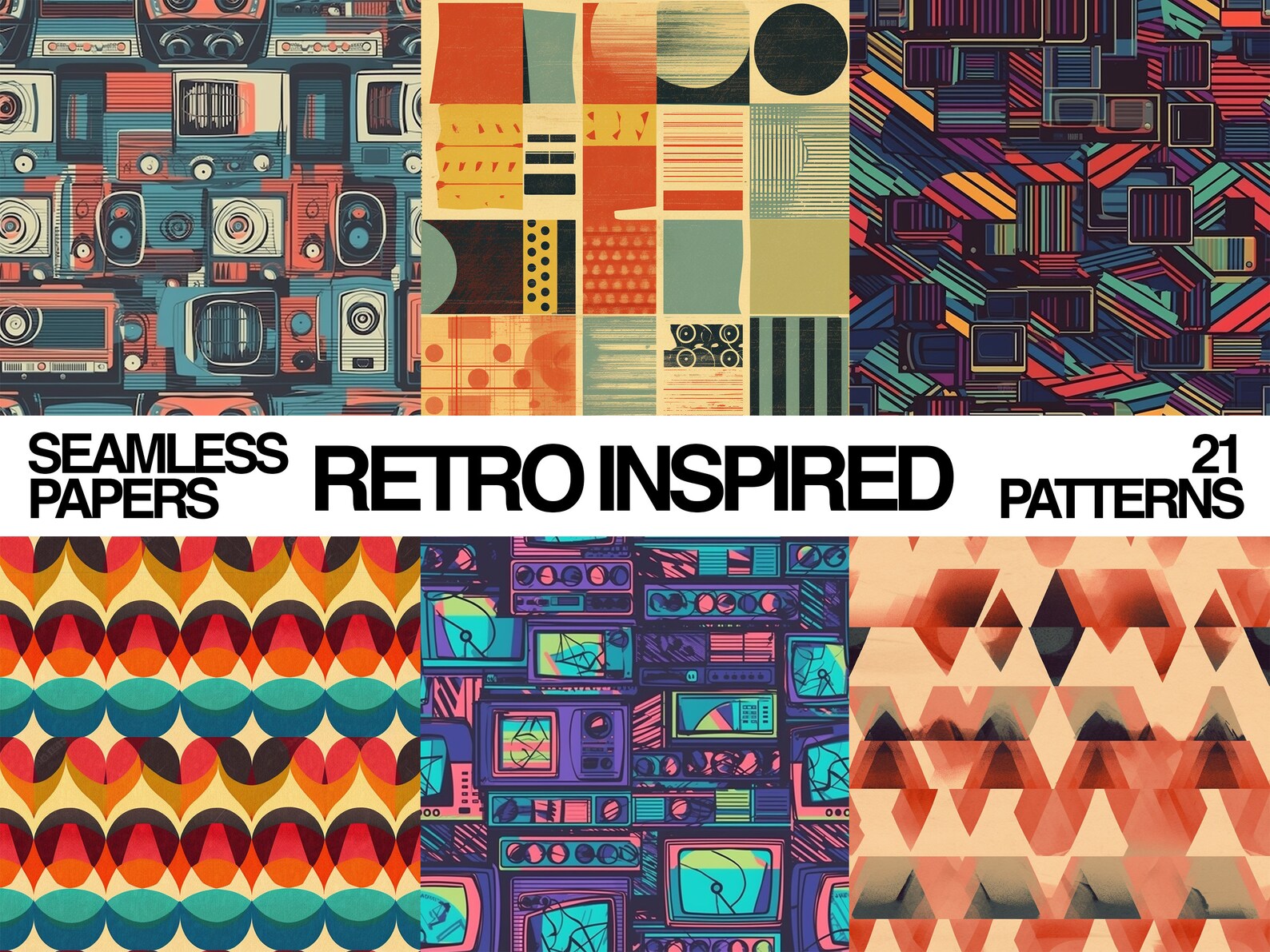 RETRO, Retro Cartoon Seamless Pattern, Vintage Design Retro Background ...