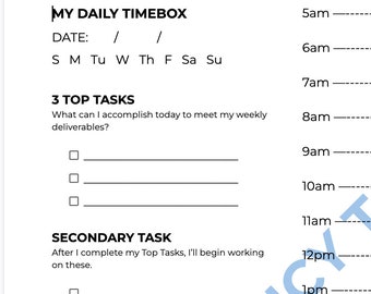 Time Boxing Printable - Etsy