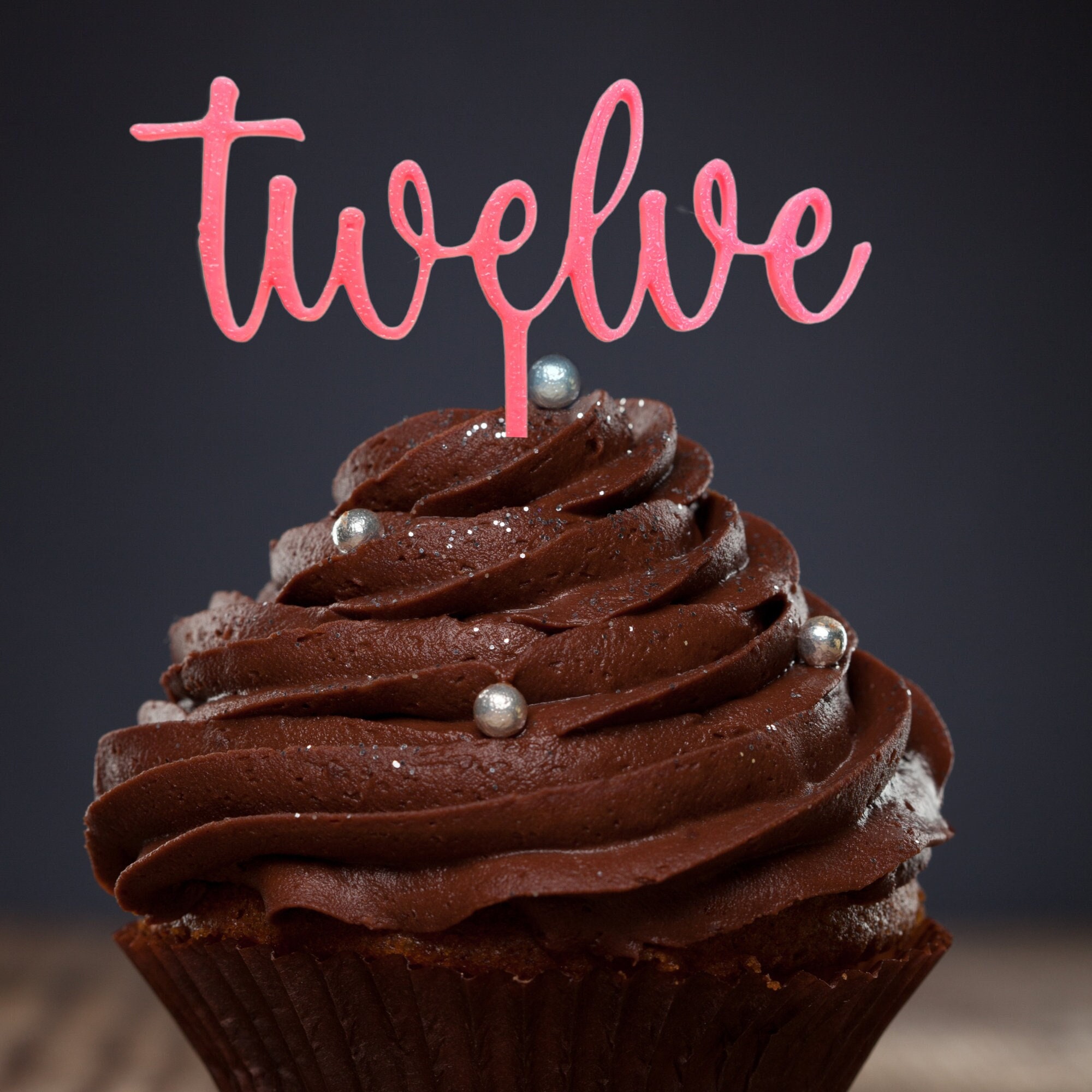 6 Personalised Name, Number or Word Cake Toppers Cupcake Decorations ...