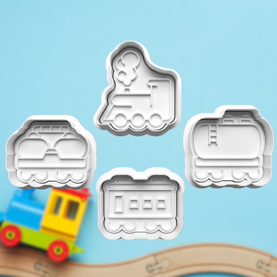 Train With Carriages Cookie Cutter & Fondant Stamps. Train Clay Cutter ...