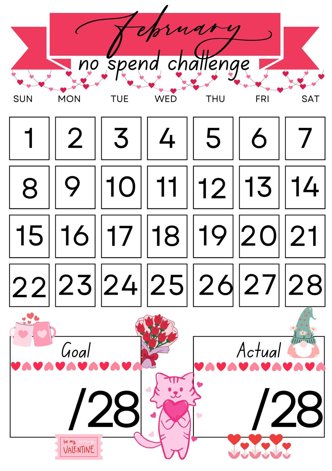 February No Spend Challenge Printable – US Letter (instant Download) - Etsy