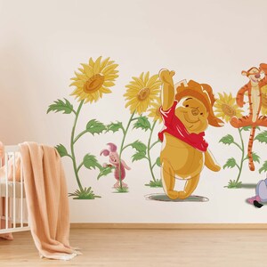 Removable Winnie the Pooh With Sunflower Wall Decal Sticker Wallpaper ...