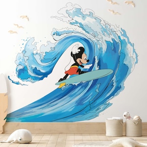 Mickey Mouse Surfing Wall Decal for Kid Wall Sticker for Nursery - Etsy