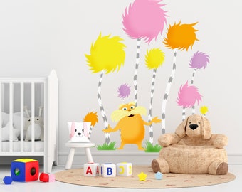 Dr Seuss Lorax Truffula Tree Wall Decal Wall Sticker Wallpaper for Kids ...