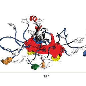 Dr Seuss Cat in the Hat Driving Car Kid Wall Decal Wall Sticker ...