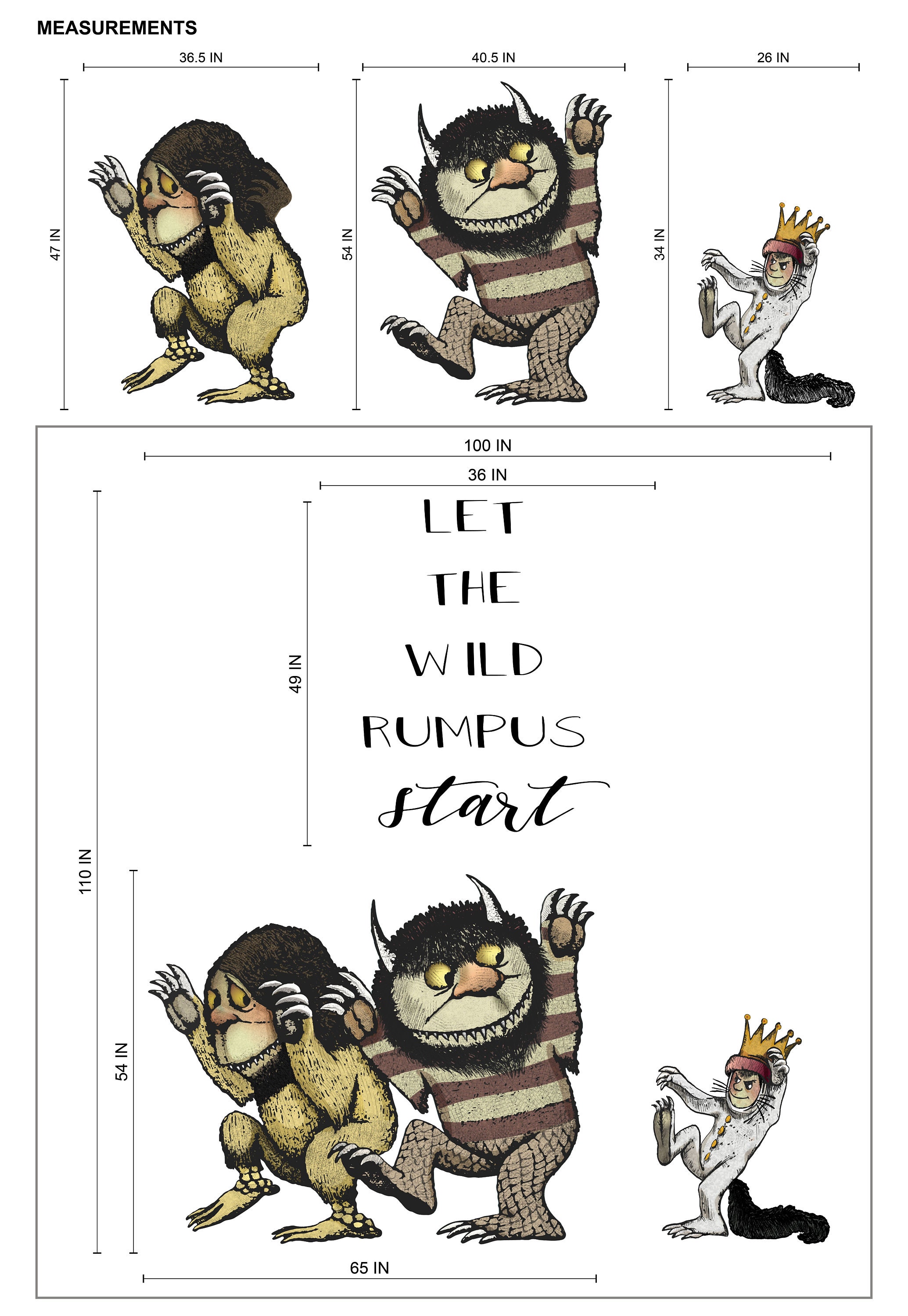Where the Wild Things Are With Monsters Wall Decals Wall Murals Sticker ...
