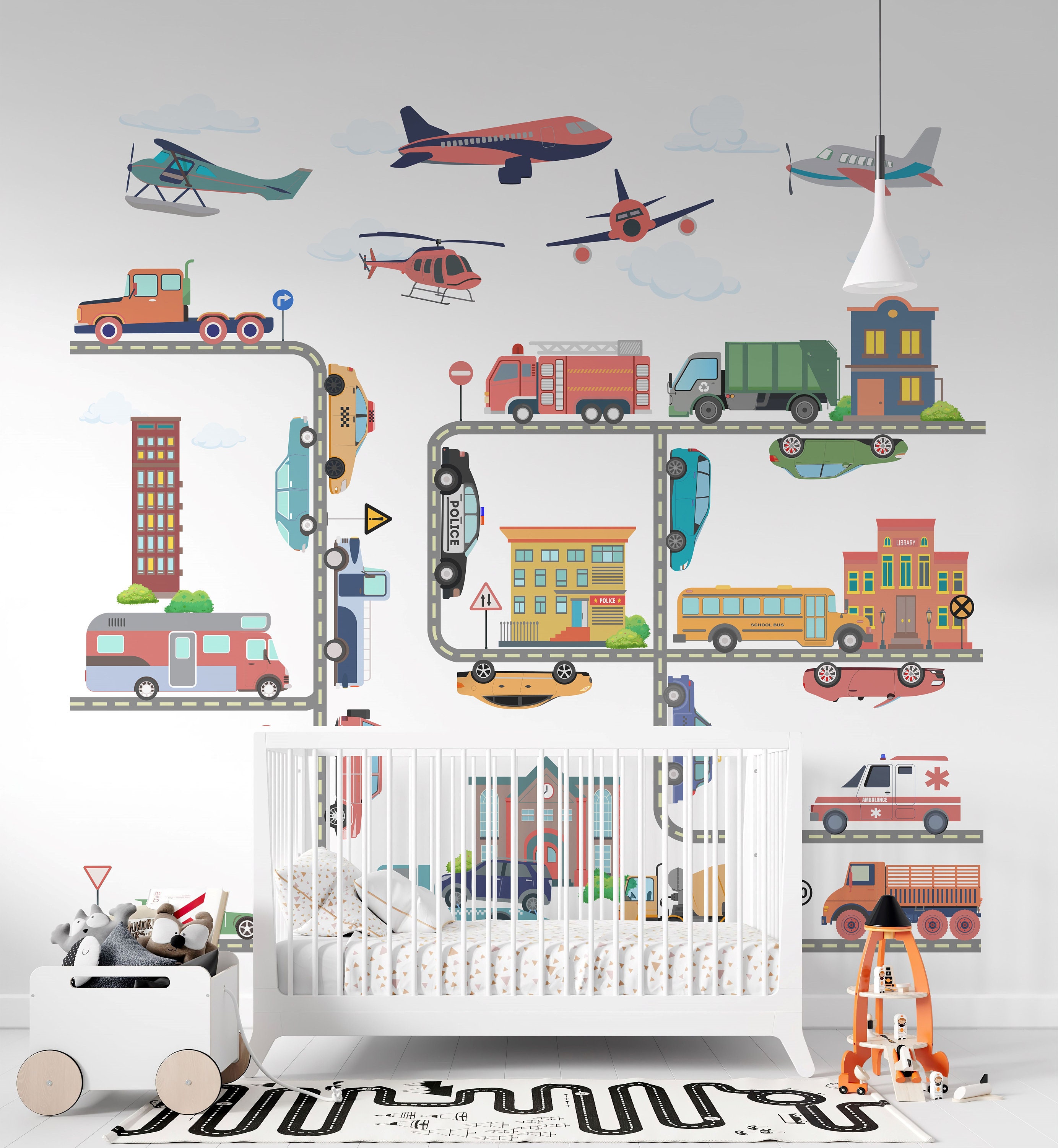 Removable Transportation Theme Wall Decals for Nursery and Kids Rooms ...