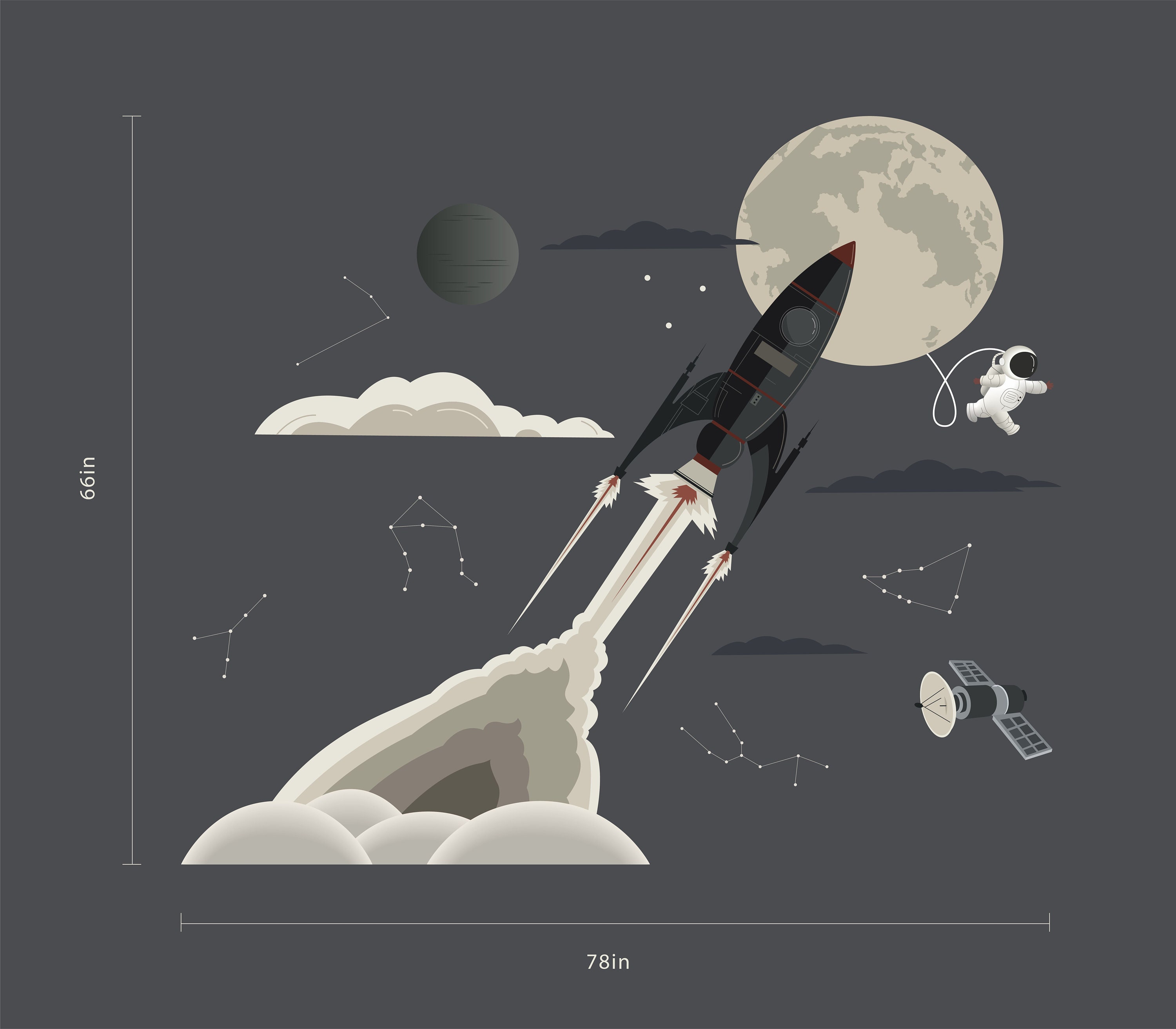 Space Rocket Constellation Star Astronaut Wall Decal Sticker - Etsy