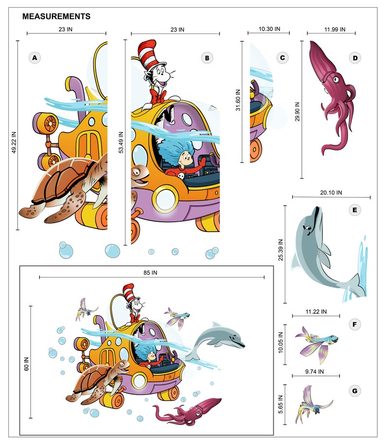 Dr Seuss Wall Decals Wall Murals Sticker Wallpaper - Etsy