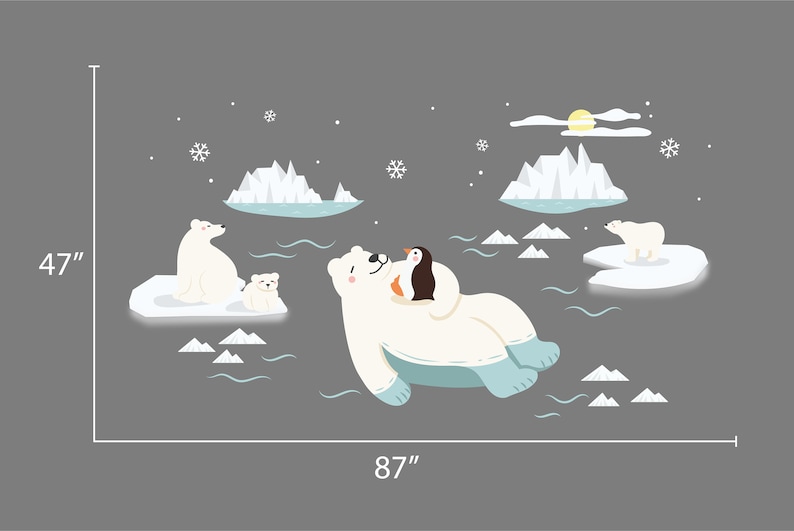Arctic Polar Bear Nursery Wall Decal Sticker Wallpaper - Etsy