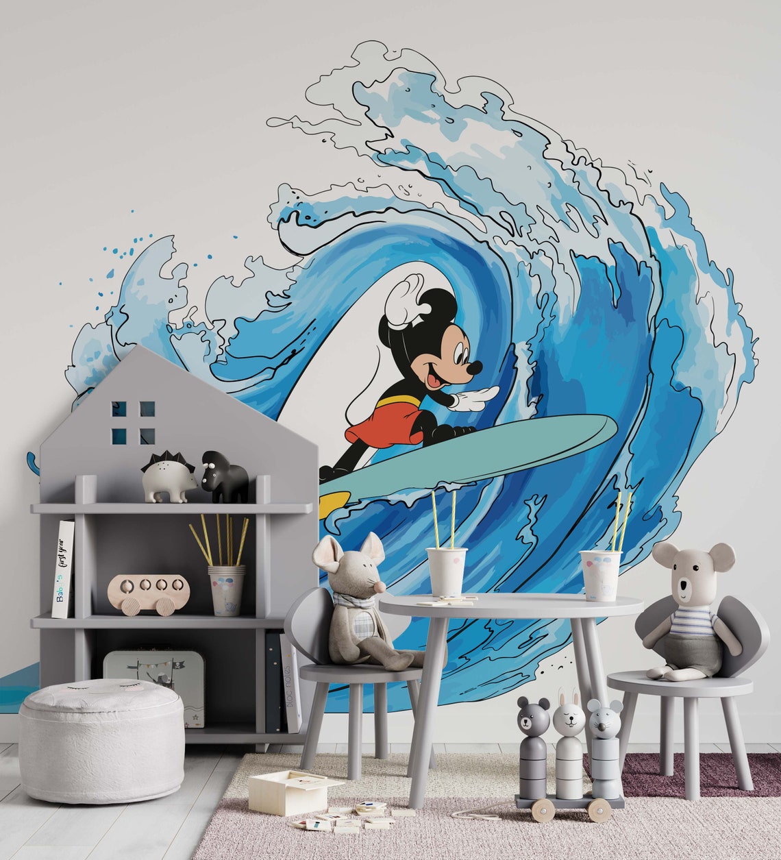 Mickey Mouse Surfing Wall Decal for Kid Wall Sticker for Nursery - Etsy