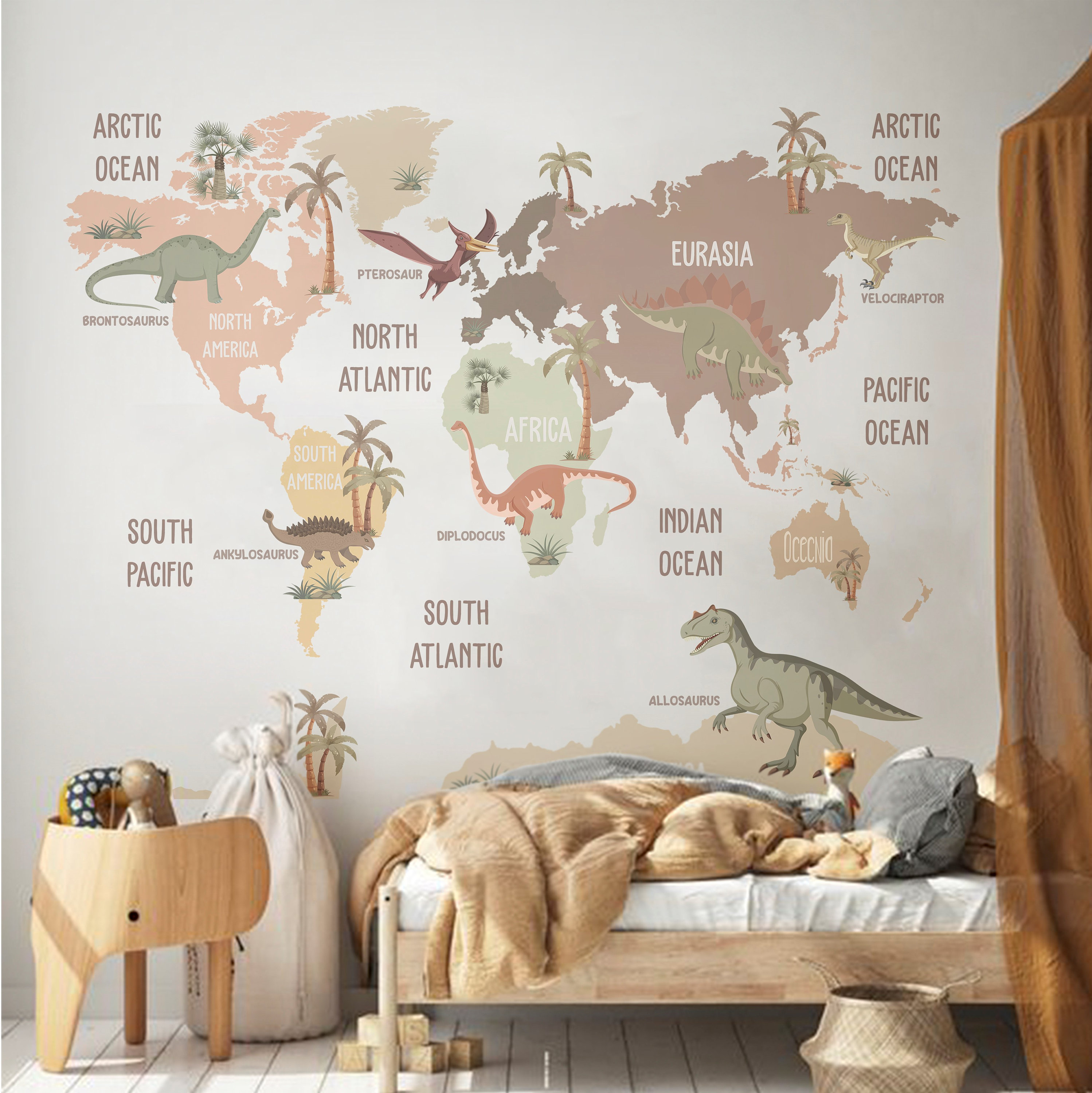 Dinosaurs World Map Kids Wall Decal Sticker Wallpaper - Etsy Australia