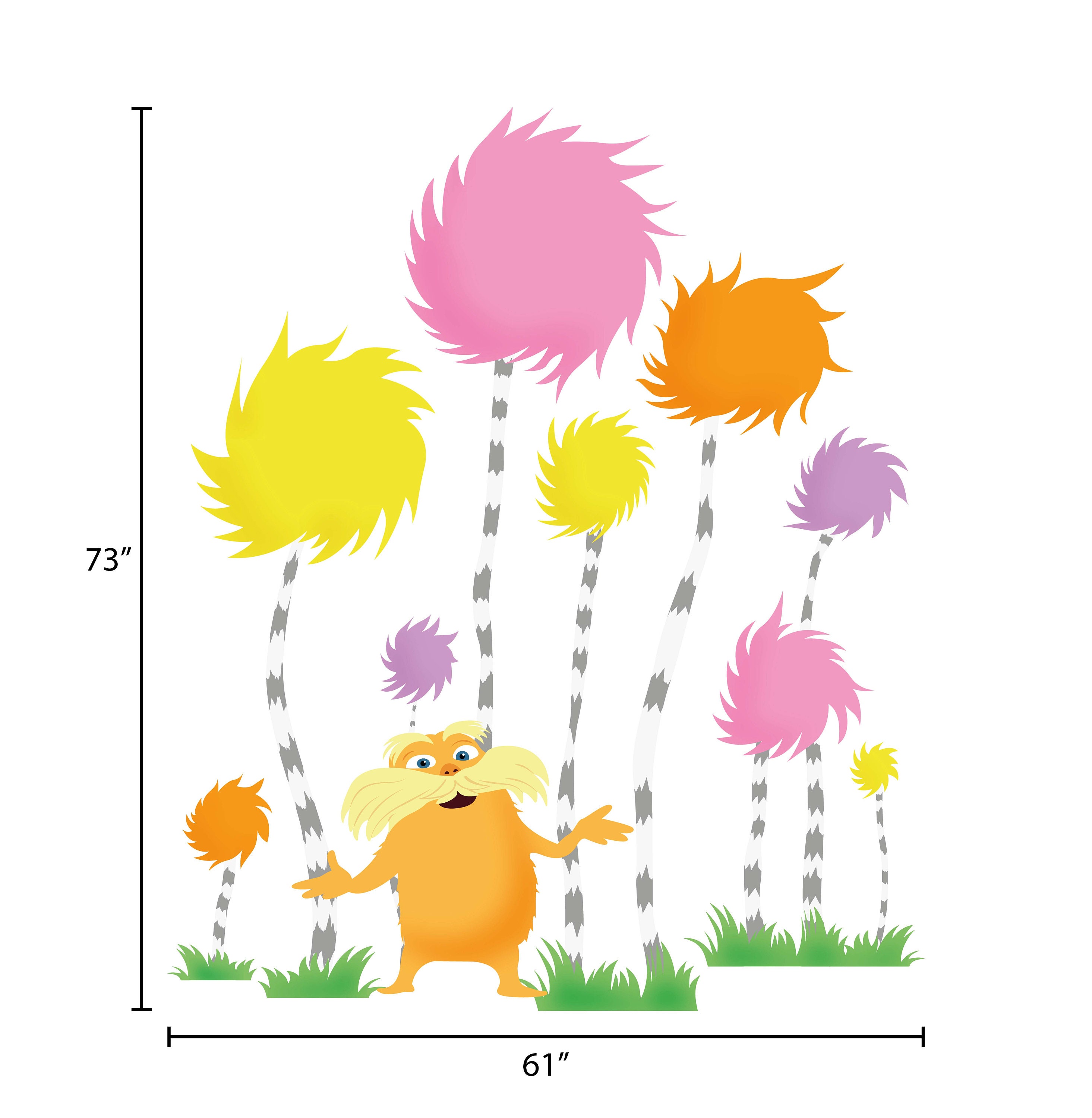 Removable Dr Seuss Lorax Truffula Tree Wall Decal Sticker Wallpaper For