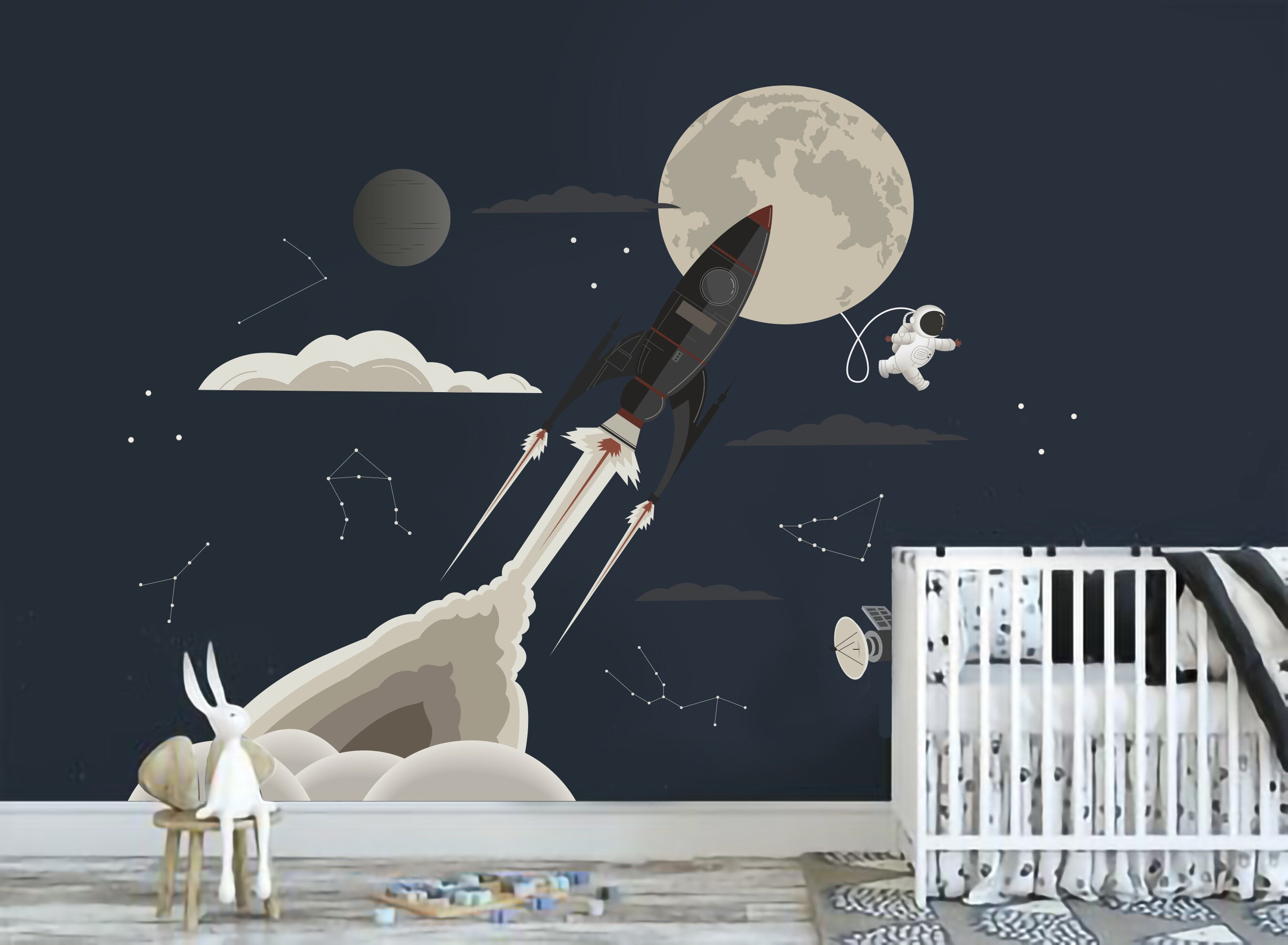 Space Rocket Constellation Star Astronaut Wall Decal Sticker - Etsy