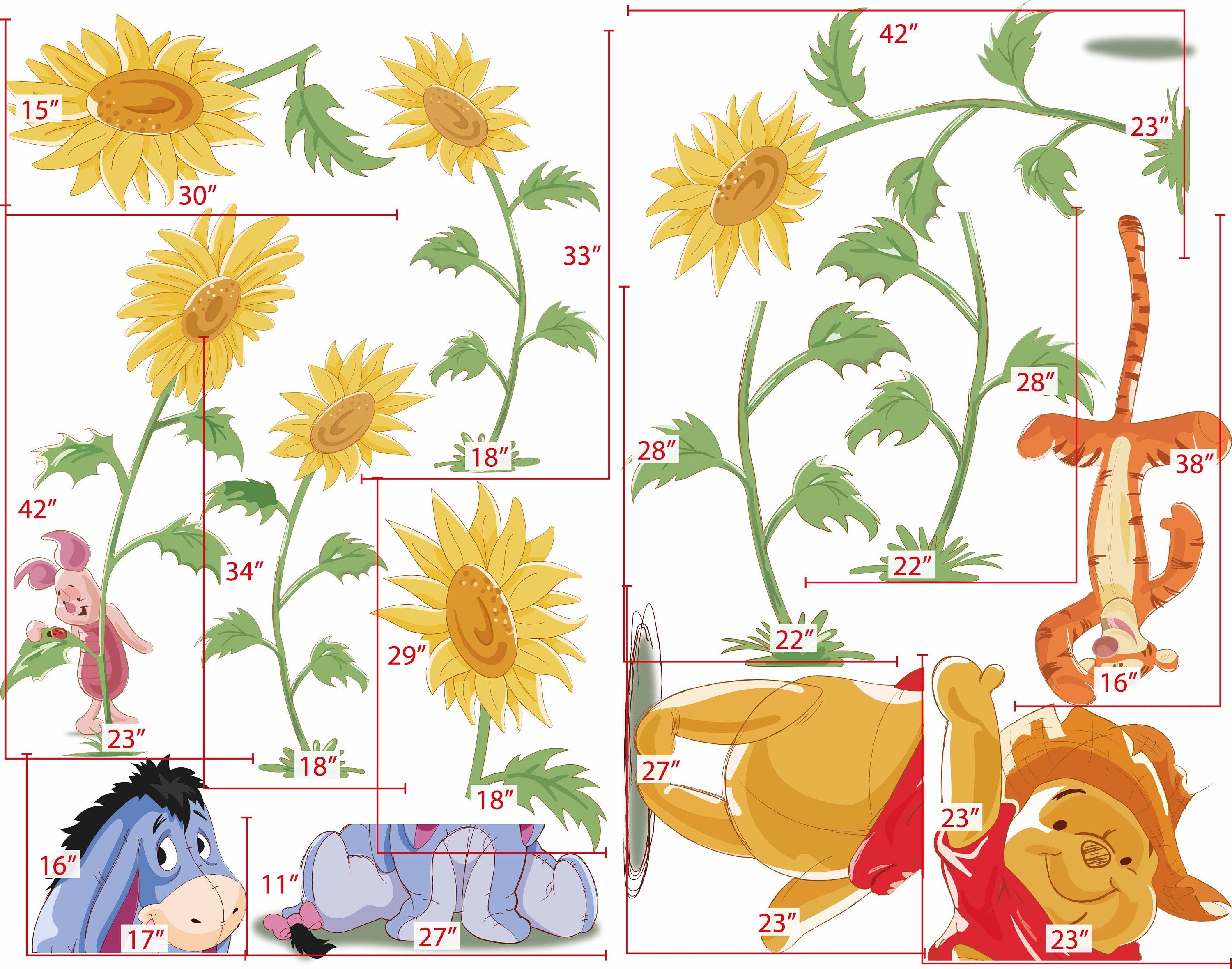 Removable Winnie the Pooh With Sunflower Wall Decal Sticker - Etsy