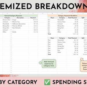 Monthly Split Budget Spreadsheet for Google Sheets Track Expenses and ...