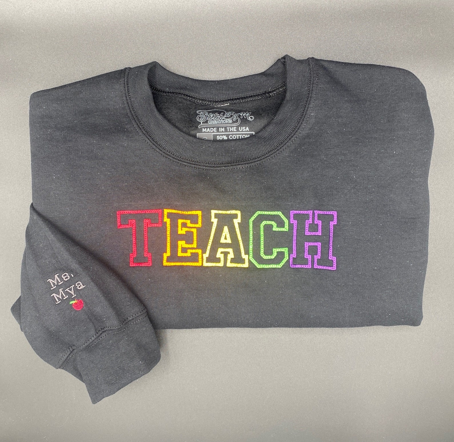 Teach Embroidered Sweatshirt, Embroidered Teacher Crewneck, Gift for ...