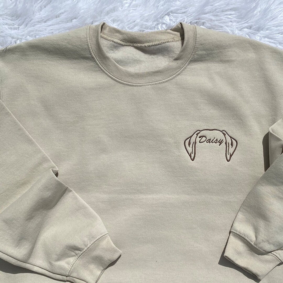 Embroidered Custom Dog Ear Sweatshirt Hoodie, Personalized With Name ...