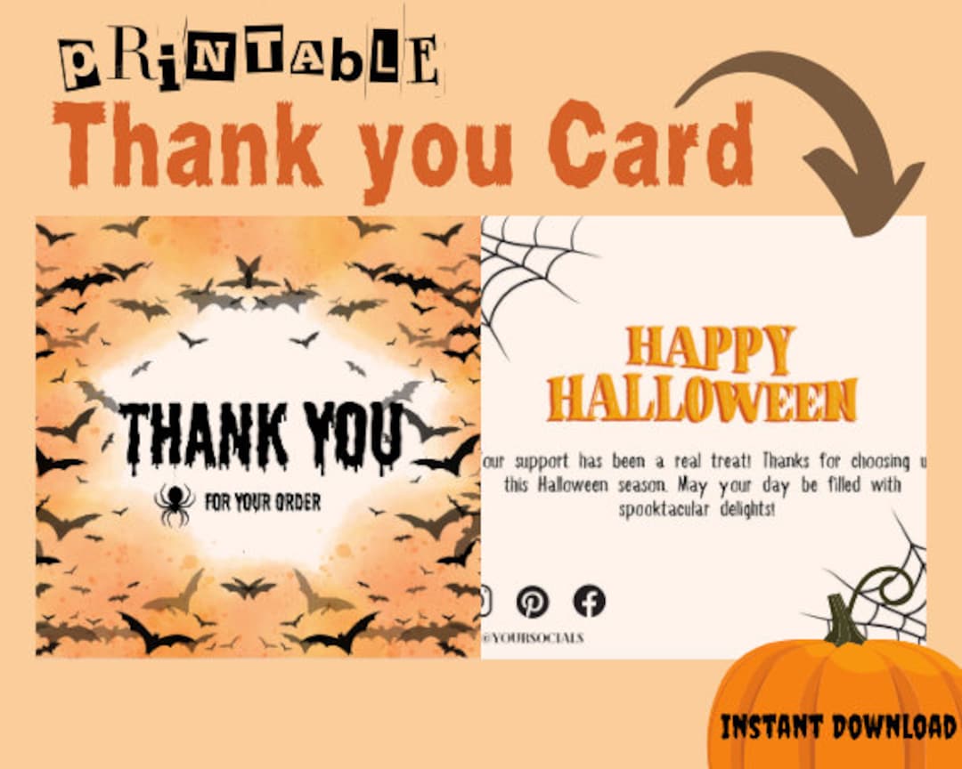 Spooky Halloween Thank You Card - Etsy