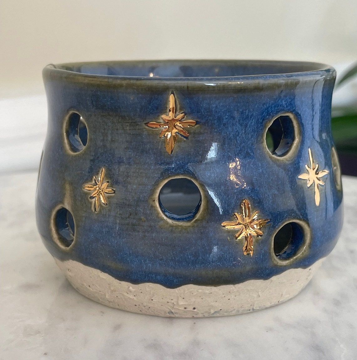 Winter Starry Night Ceramic Luminary - Etsy