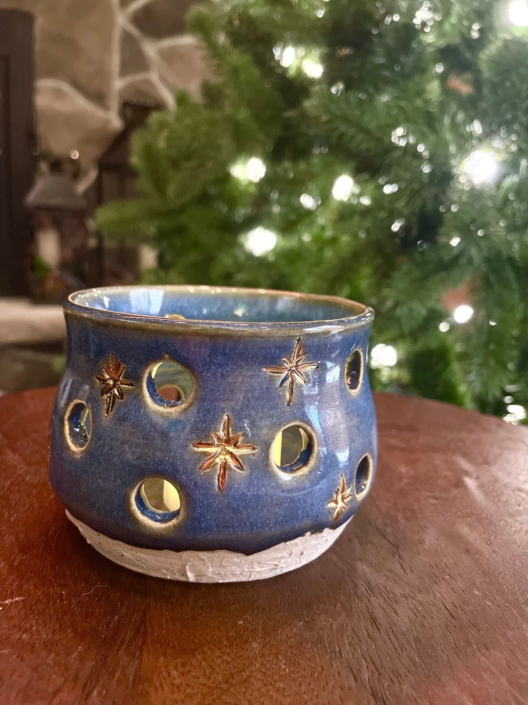 Winter Starry Night Ceramic Luminary - Etsy
