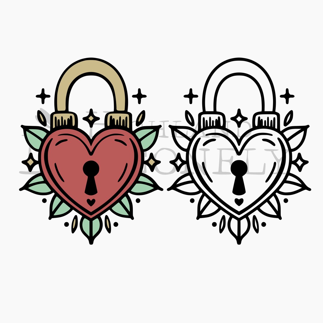 Tattoo Heart Locket SVG Heart SVG Love Tattoo Clipart for T-shirts ...