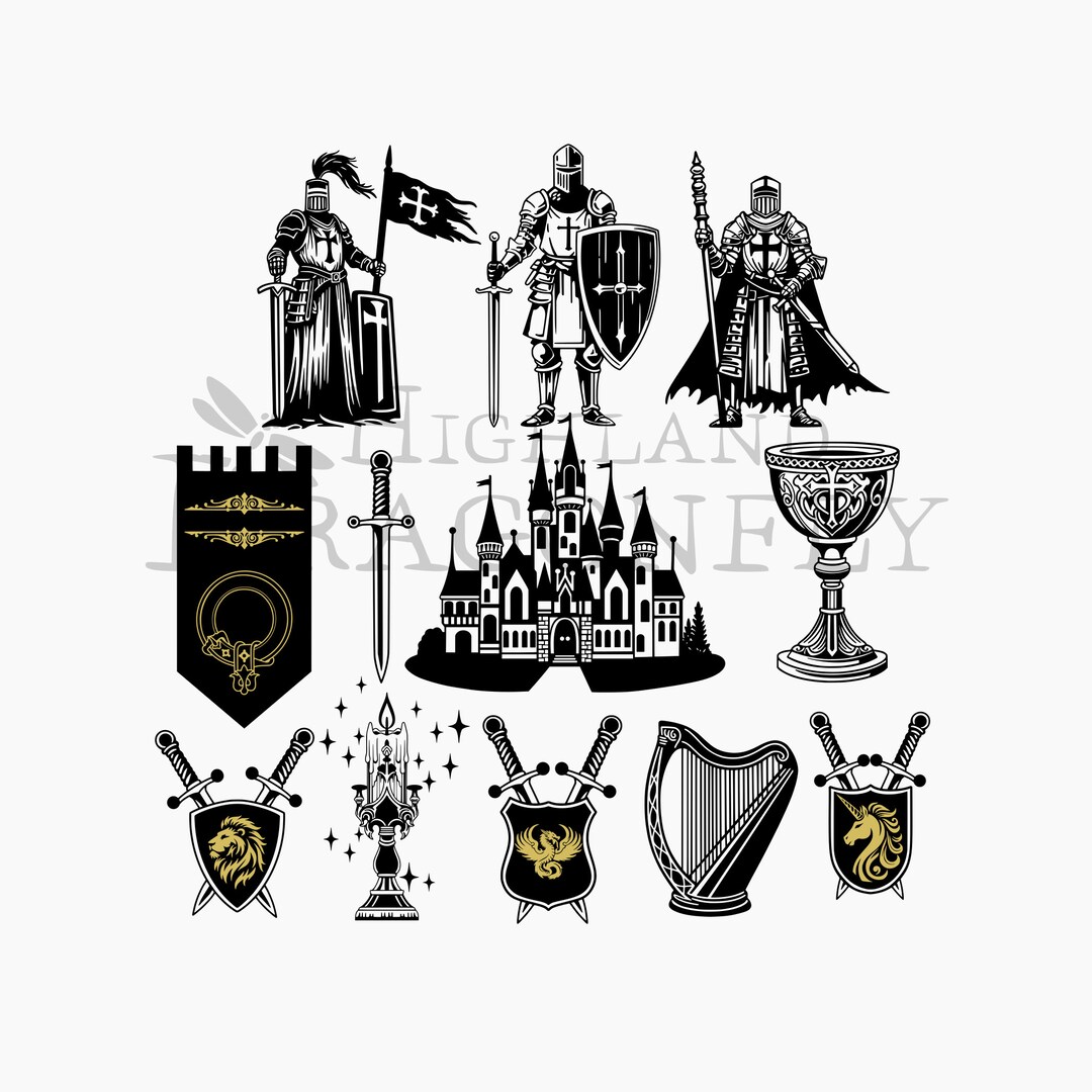 Medieval SVG Bundle Knights Svg Swords Svg Castle Svg Banner Svg ...
