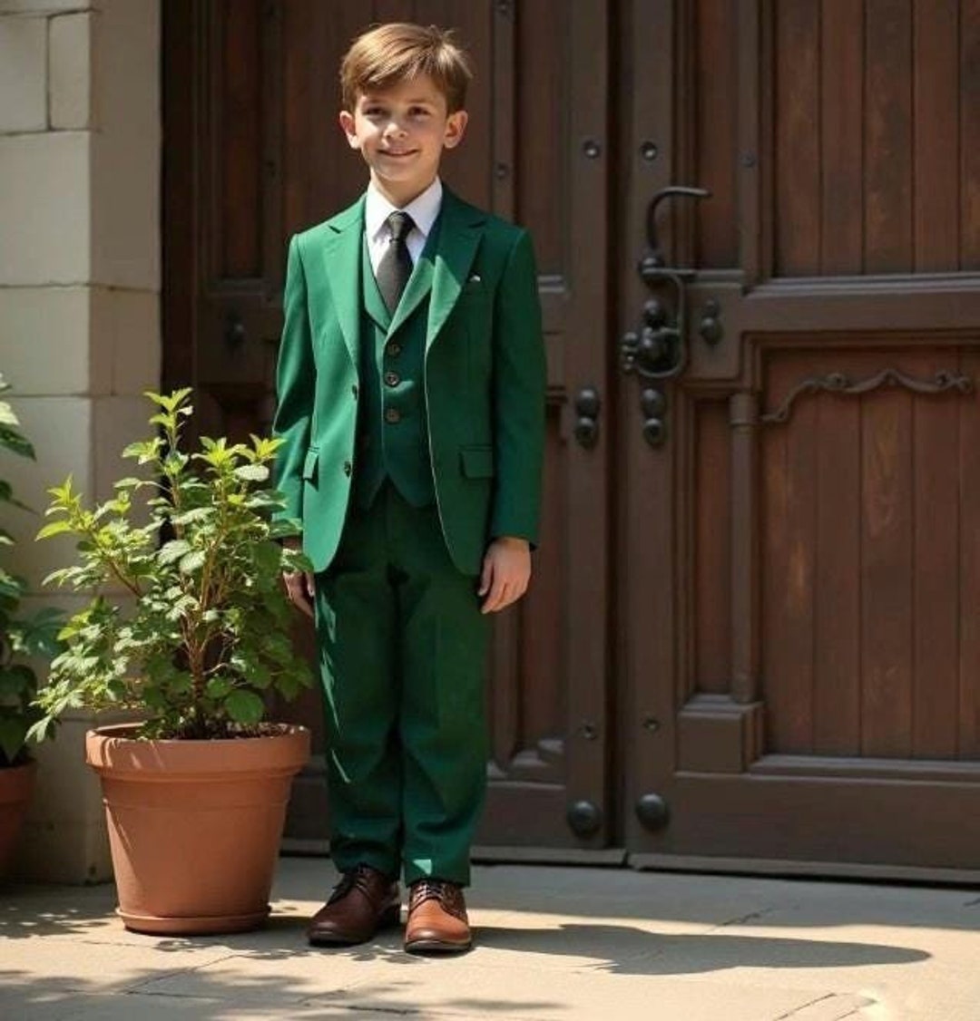 Boy's Green Slim Fit Suit - 3 Piece Toddler Suit - Etsy