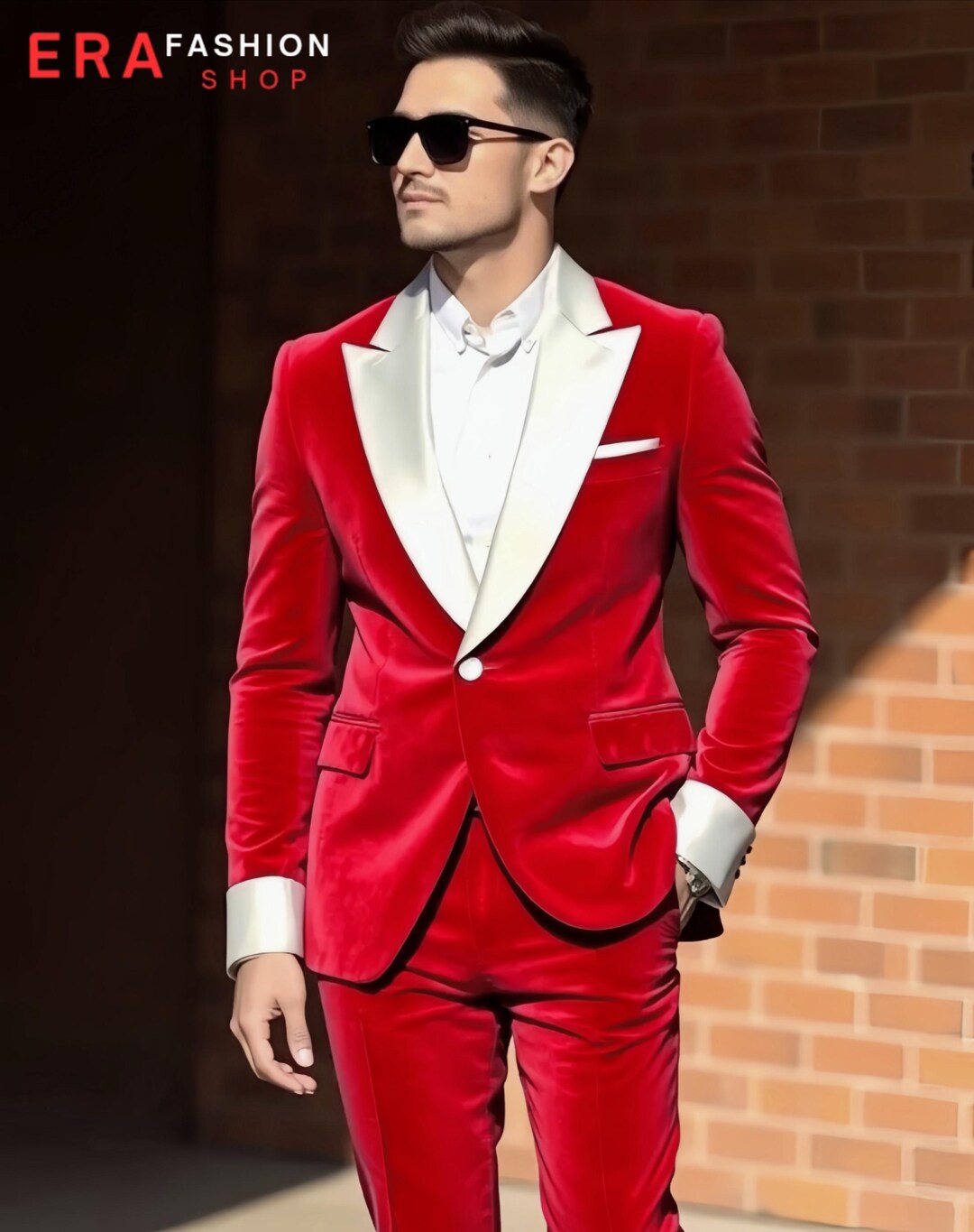 Red Velvet 2 Piece Tux Men Suit - Christmas Party Wear - and Wedding ...