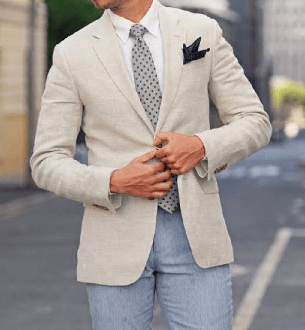 Men Blazer Linen Blazer for Men Cream Linen Jacket Men Formal Blazer ...