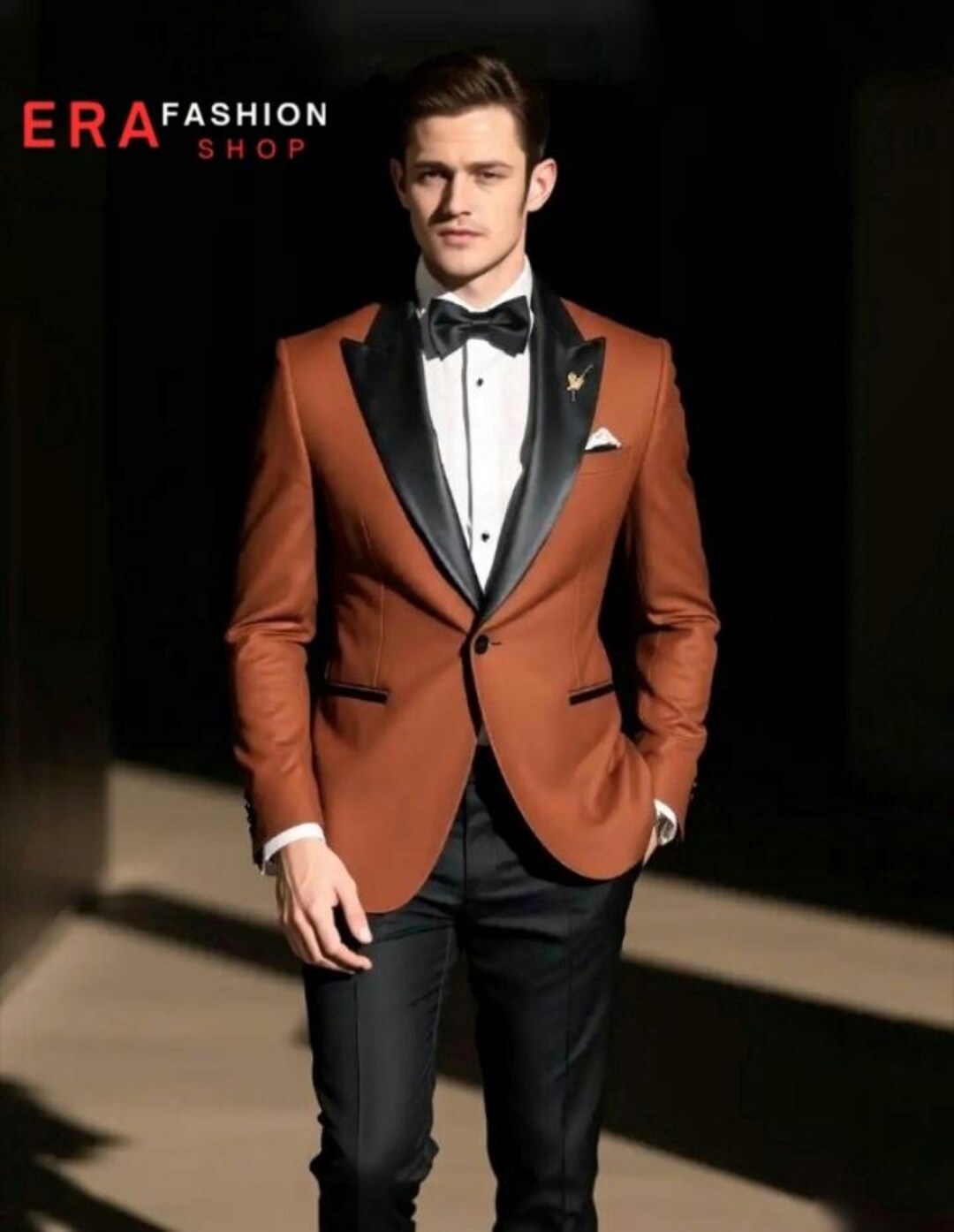 Black & Rust Tuxedo Suit: 2-piece Wedding Groomsmen Suit - Etsy
