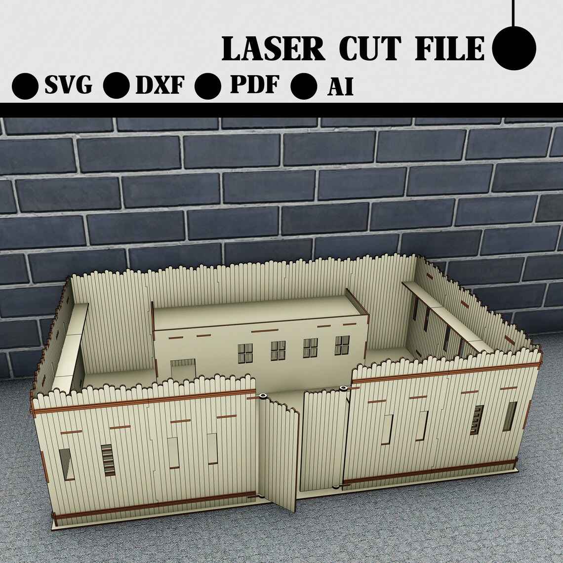 Frontier Fort Laser Cut File, Laser Cut Castle 3mm, Wild West Fort SVG ...