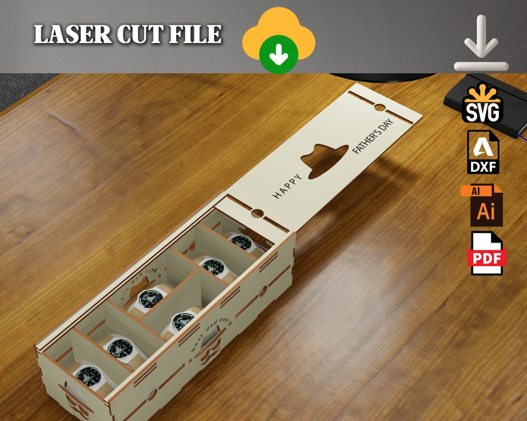 6 Slot Sliding Lid Watch Box, Fathers Day Special Design Watch Box ...