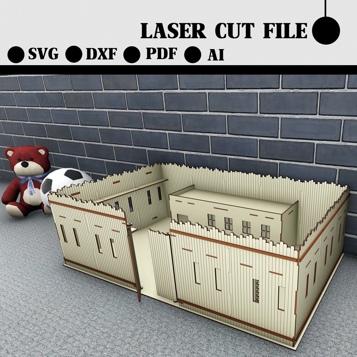 Frontier Fort Laser Cut File, Laser Cut Castle 3mm, Wild West Fort SVG ...