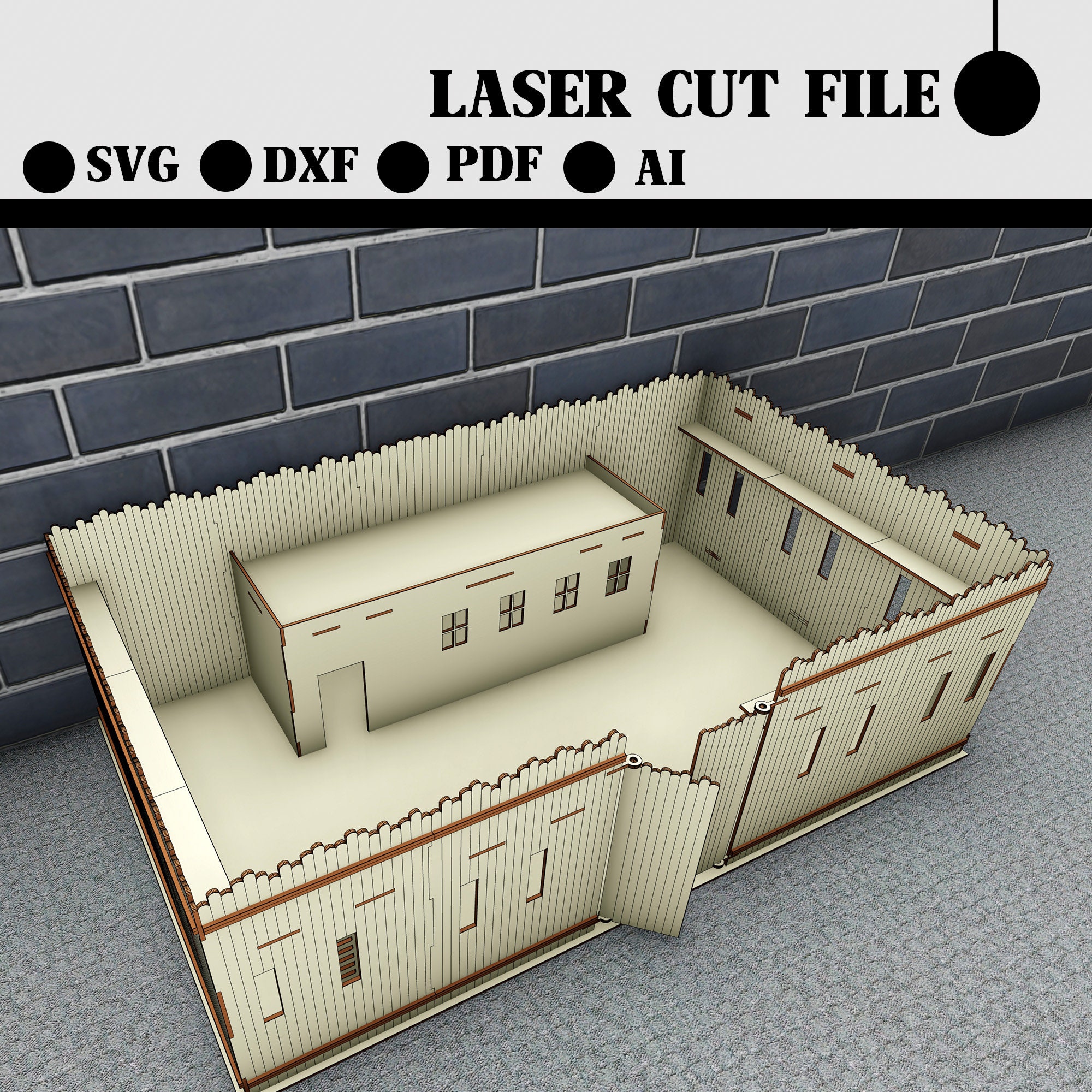 Frontier Fort Laser Cut File, Laser Cut Castle 3mm, Wild West Fort SVG ...