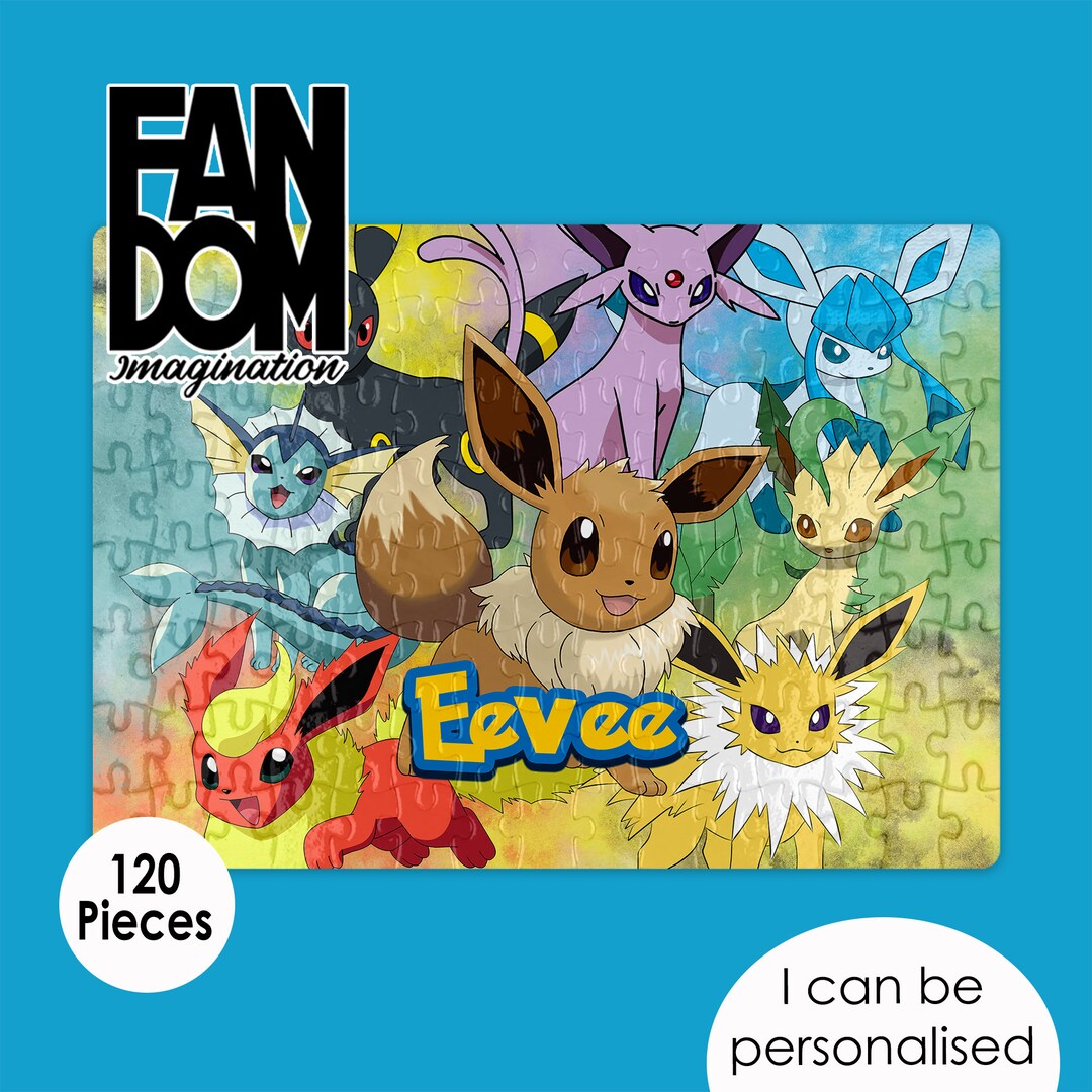 Eevee Evolution - Pokemon Inspired 120 Piece Personalised Jigsaw Puzzle ...