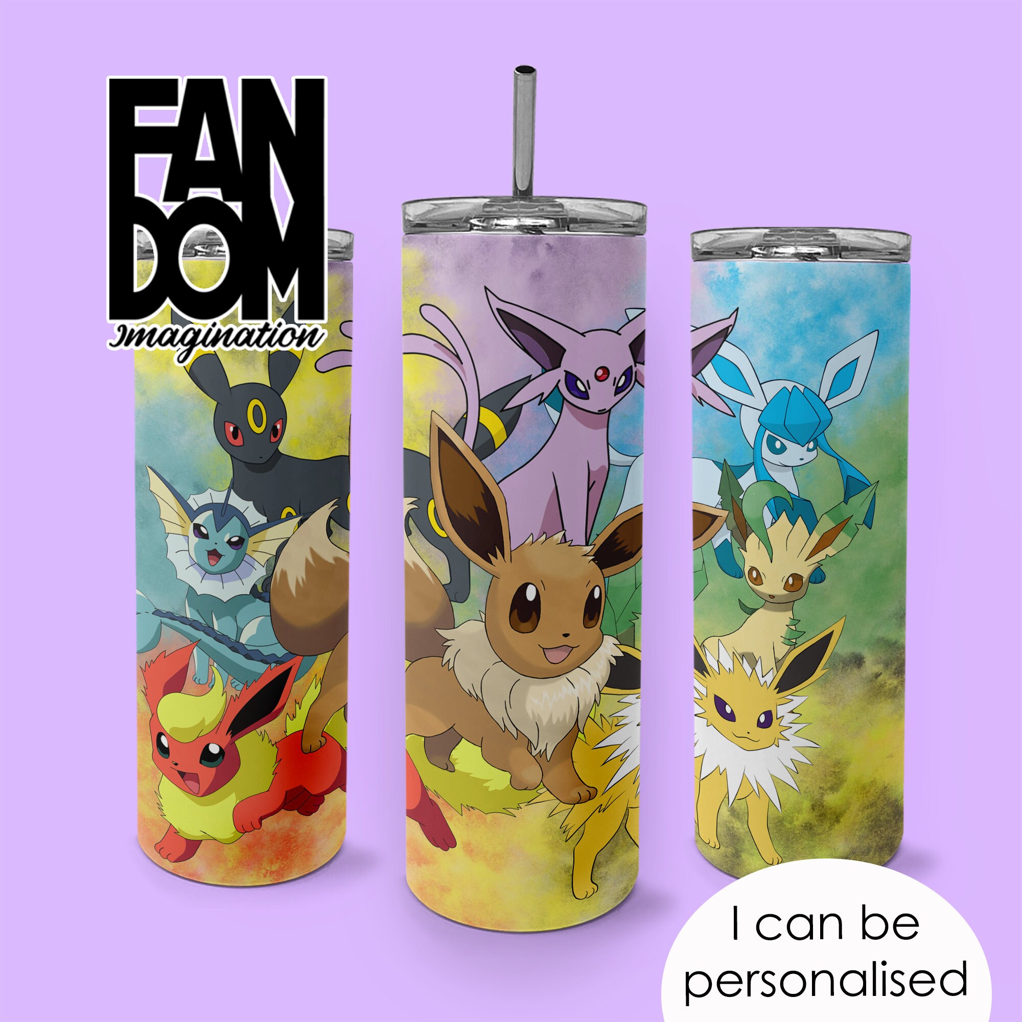Eevee Evolution Pokemon Inspired 20oz Reusable Personalised Stainless ...