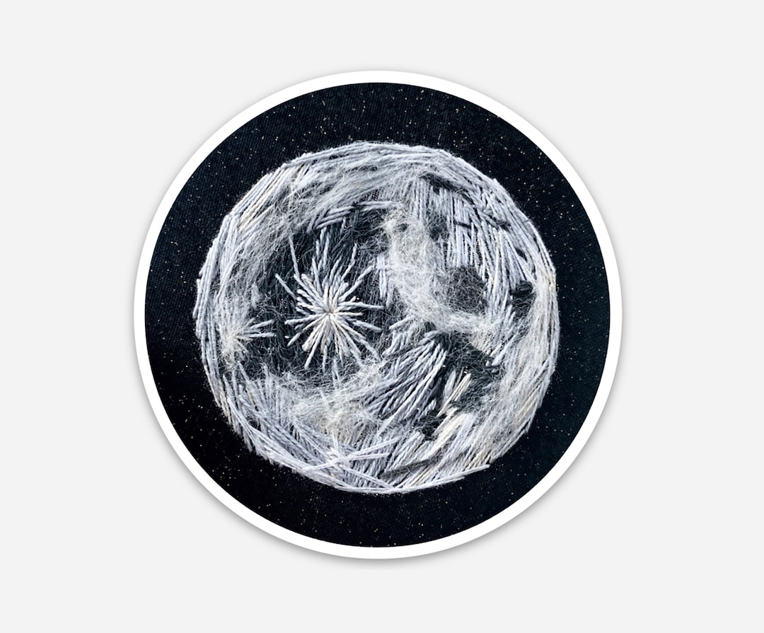 3" Sticker- Full Moon - Lunar Night Sky - Weatherproof Circle Bumper ...